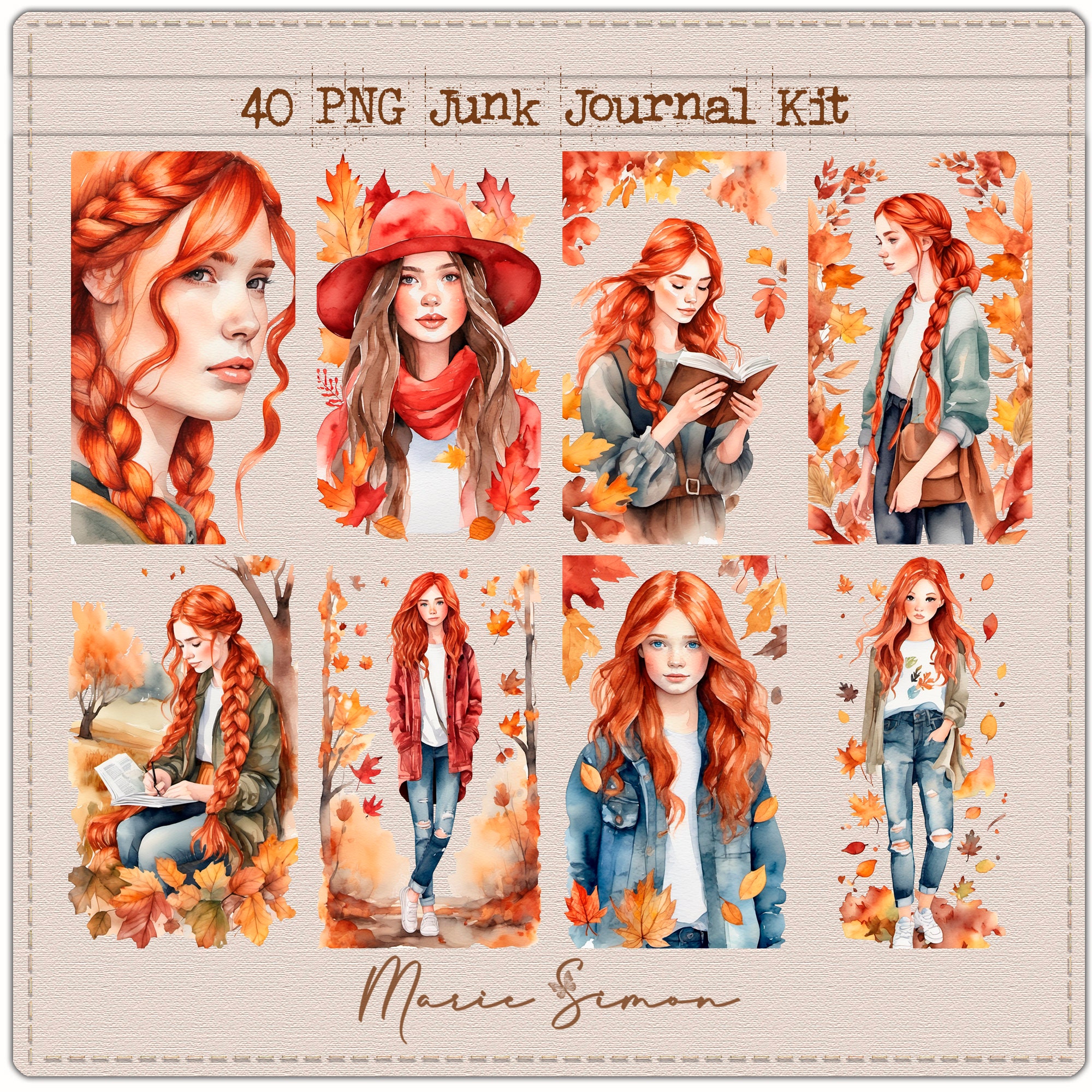 40 Pngs II Beautiful Girls Printable, Junk Journal, Printable Files ...