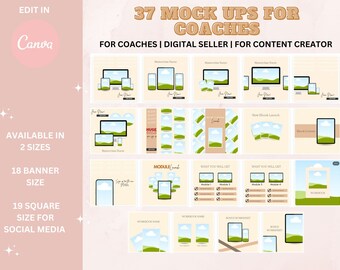 50 Mockup Canva Template for Coaches, Course Creator Mockup, Digital ...