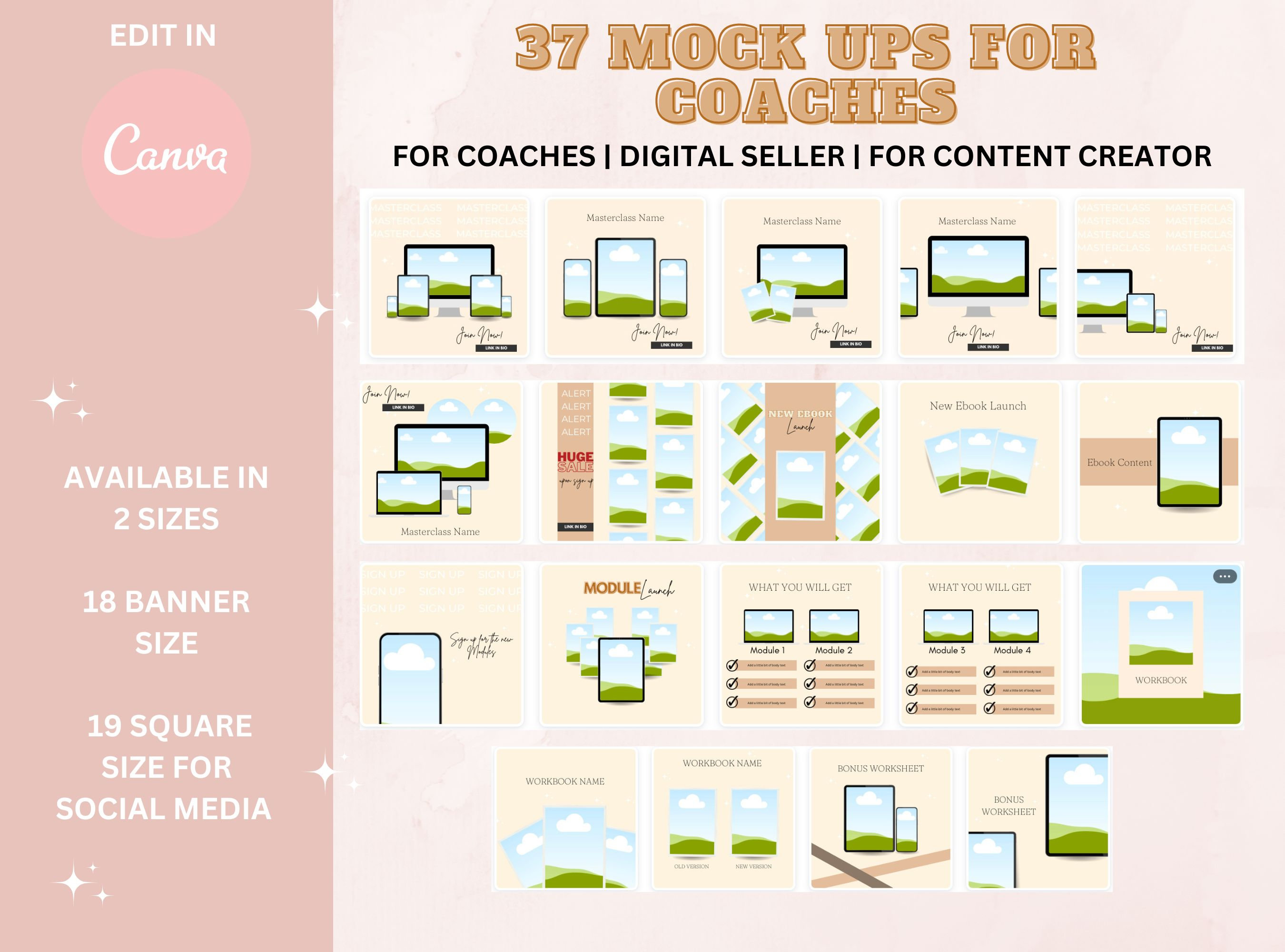 37 Mockup Template for Coaches, Course Creator Mockups,digital Product ...