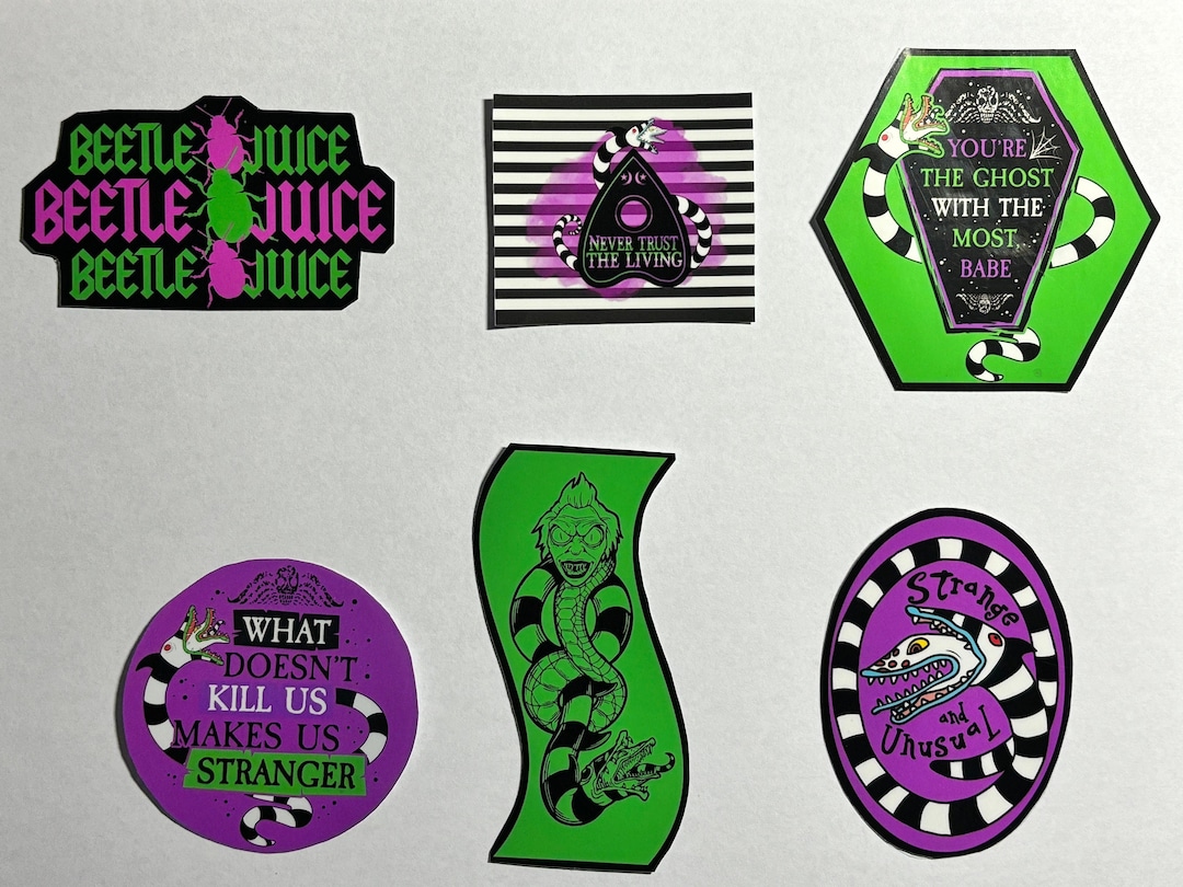 6-pack Beetlejuice Themed Vinyl Stickers | Spooky, Tim Burton Inspired ...