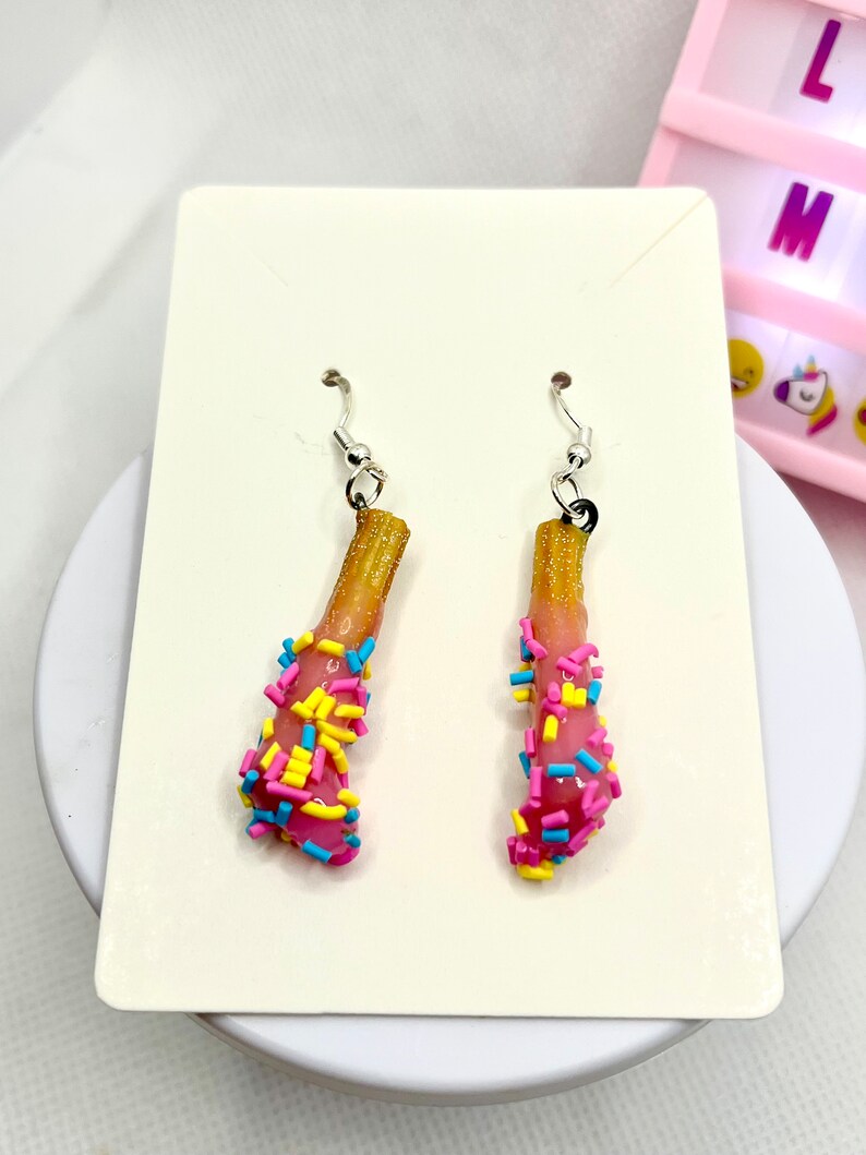 Miniverse Unicorn Churro Earrings/pink Frosted Sprinkles Mini - Etsy
