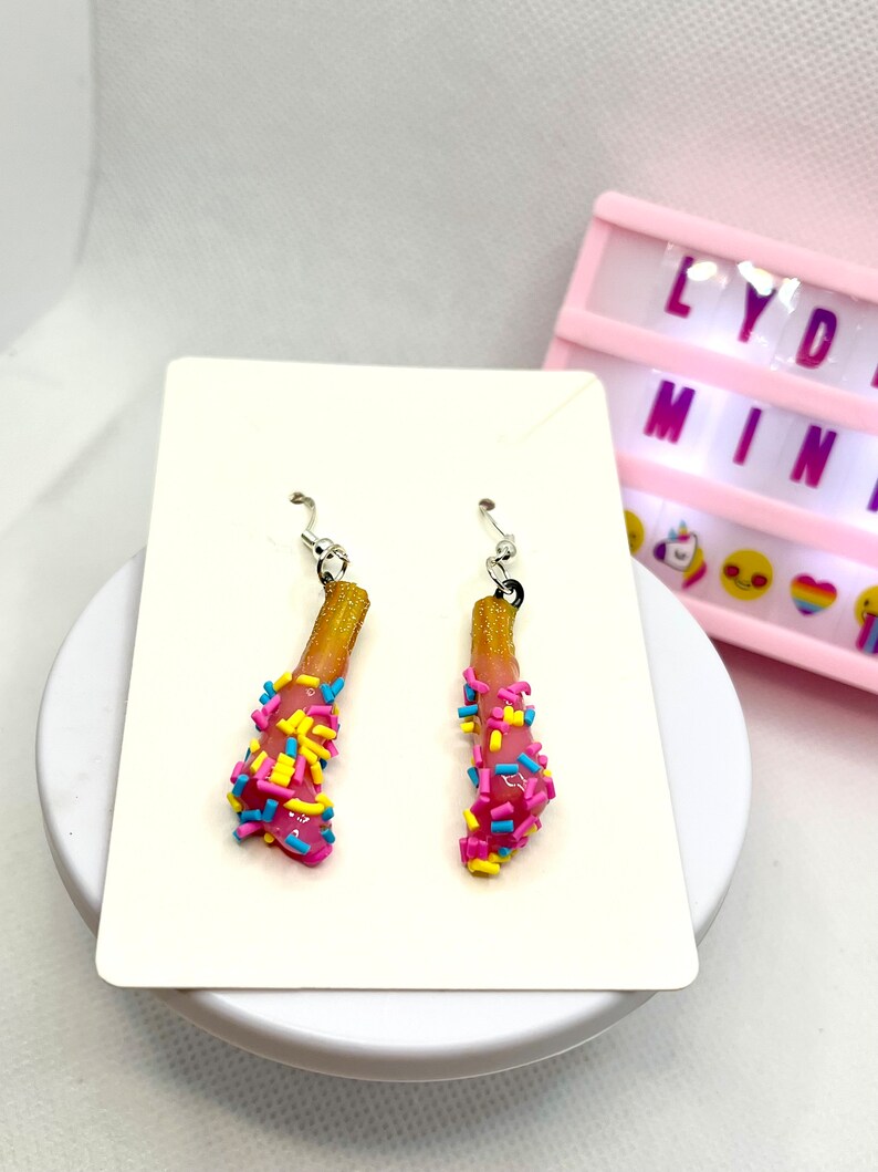 Miniverse Unicorn Churro Earrings/pink Frosted Sprinkles Mini - Etsy