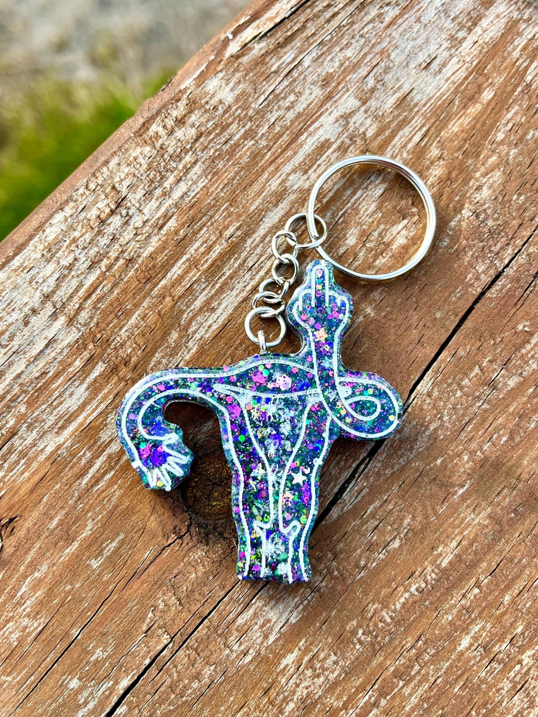 Glittered Middle Finger Uterus Keychains-female Empowerment-women's ...
