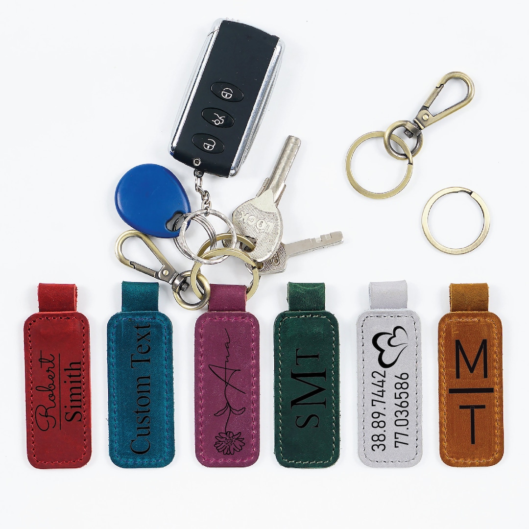 Personalized Leather Keychain Customized Leather Keychain - Etsy