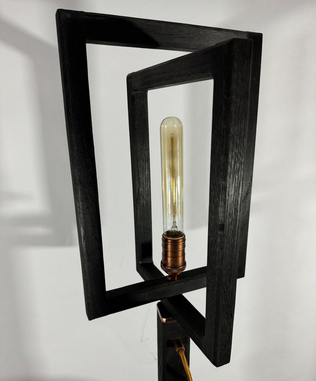 Yakisugi Floor Lamp | Black Shou Sugi Ban Floor Lamp With Copper Accent ...