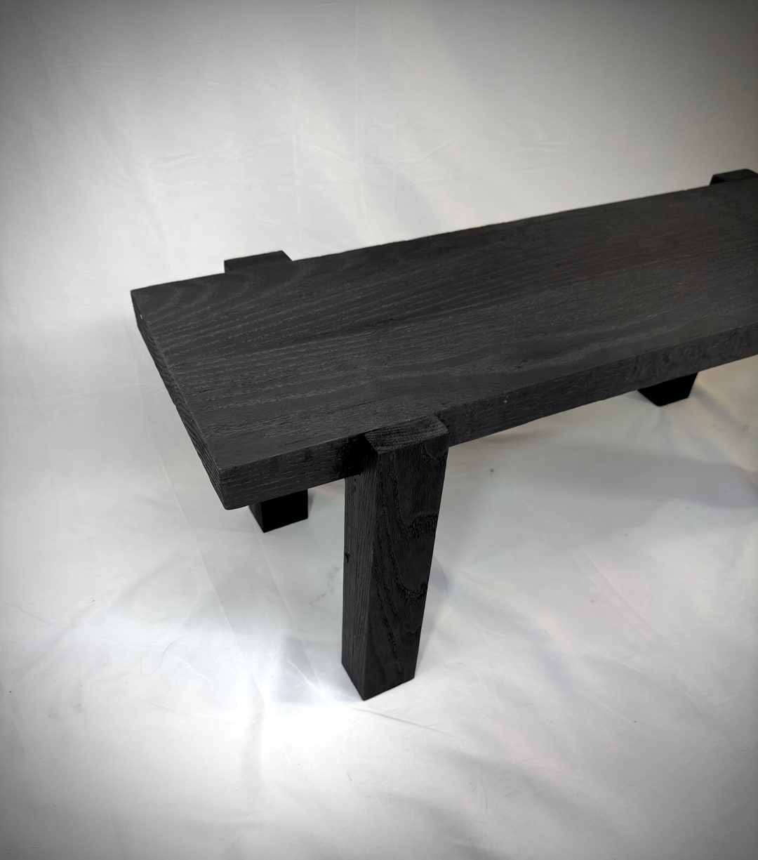 Obsidian Slab Yakisugi Bench | Brutalist Oak Bench | Japanese Shou Sugi ...