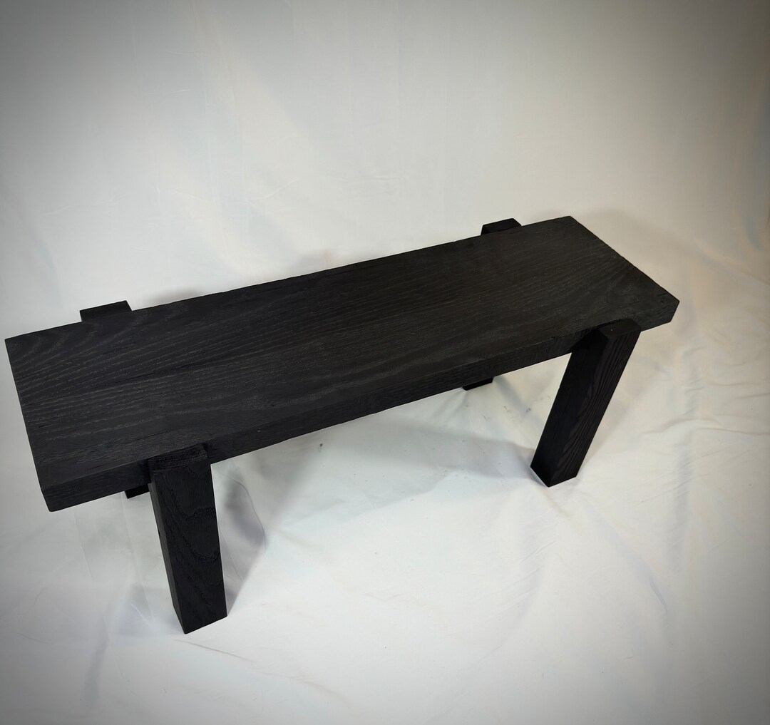 Obsidian Slab Bench Yakisugi Oak Table Shou Sugi Ban Brutalist Style ...