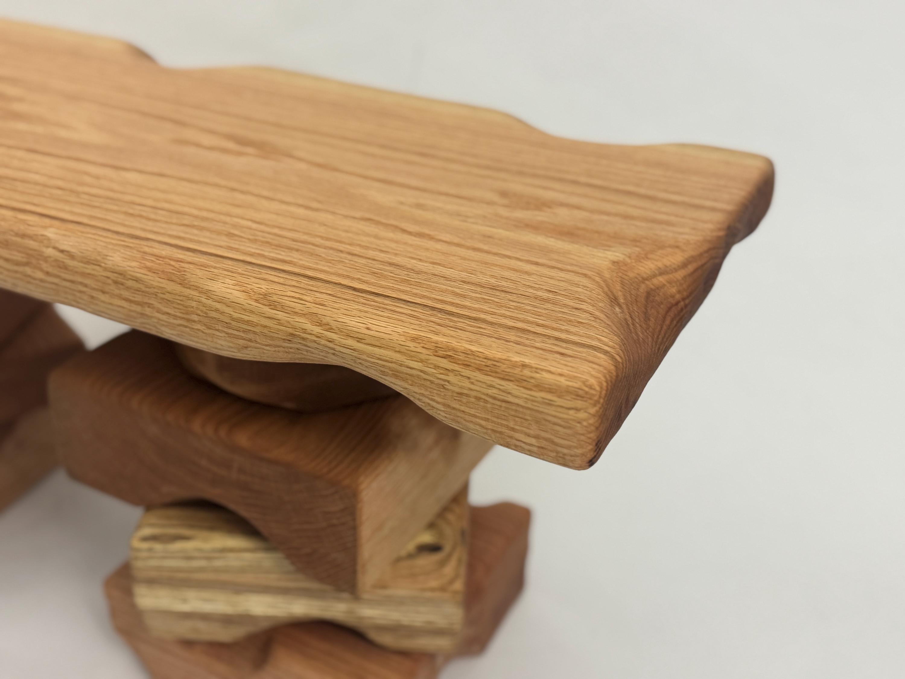 Sculptural Coffee Table: Decorative River Rock Bench, Solid Wood Oak ...