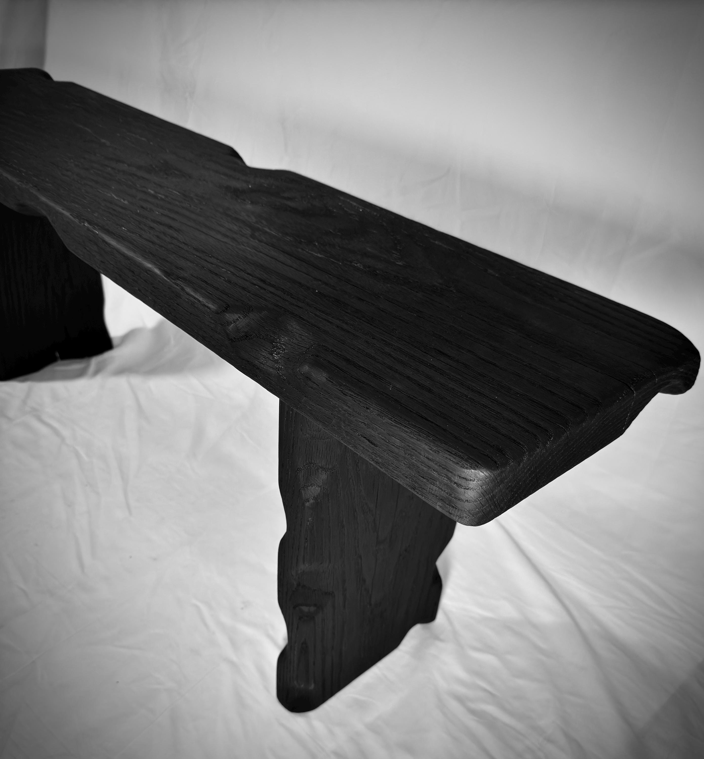 Yakisugi Wabi Sabi Sculpted Bench Shou Sugi Ban Black Oak Table ...