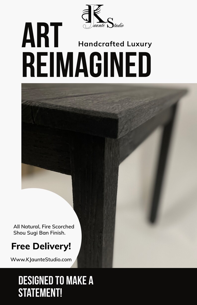 Japanese Yakisugi Table | Shou Sugi Ban | Brutalist Style Black Oak ...