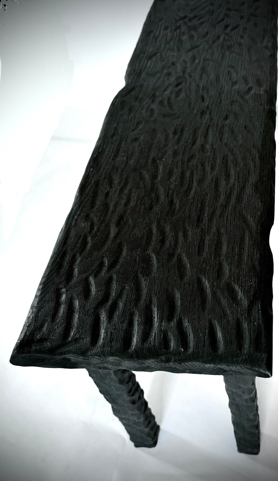 Yakisugi Sculpted Bench | Shou Sugi Ban Black Oak Bench | Wabi-sabi ...