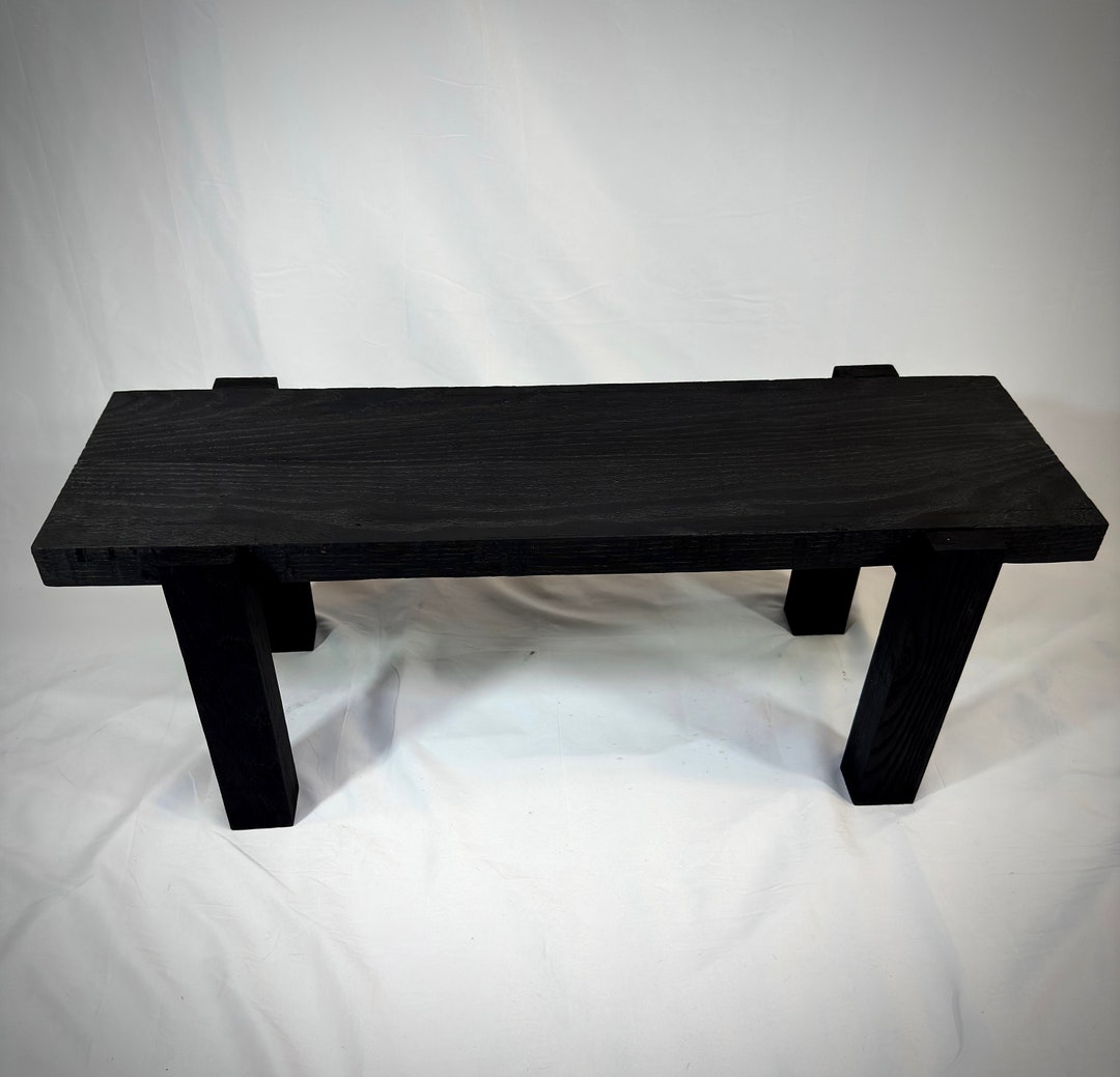 Obsidian Slab Bench Yakisugi Oak Bench Shou Sugi Ban Brutalist Black ...