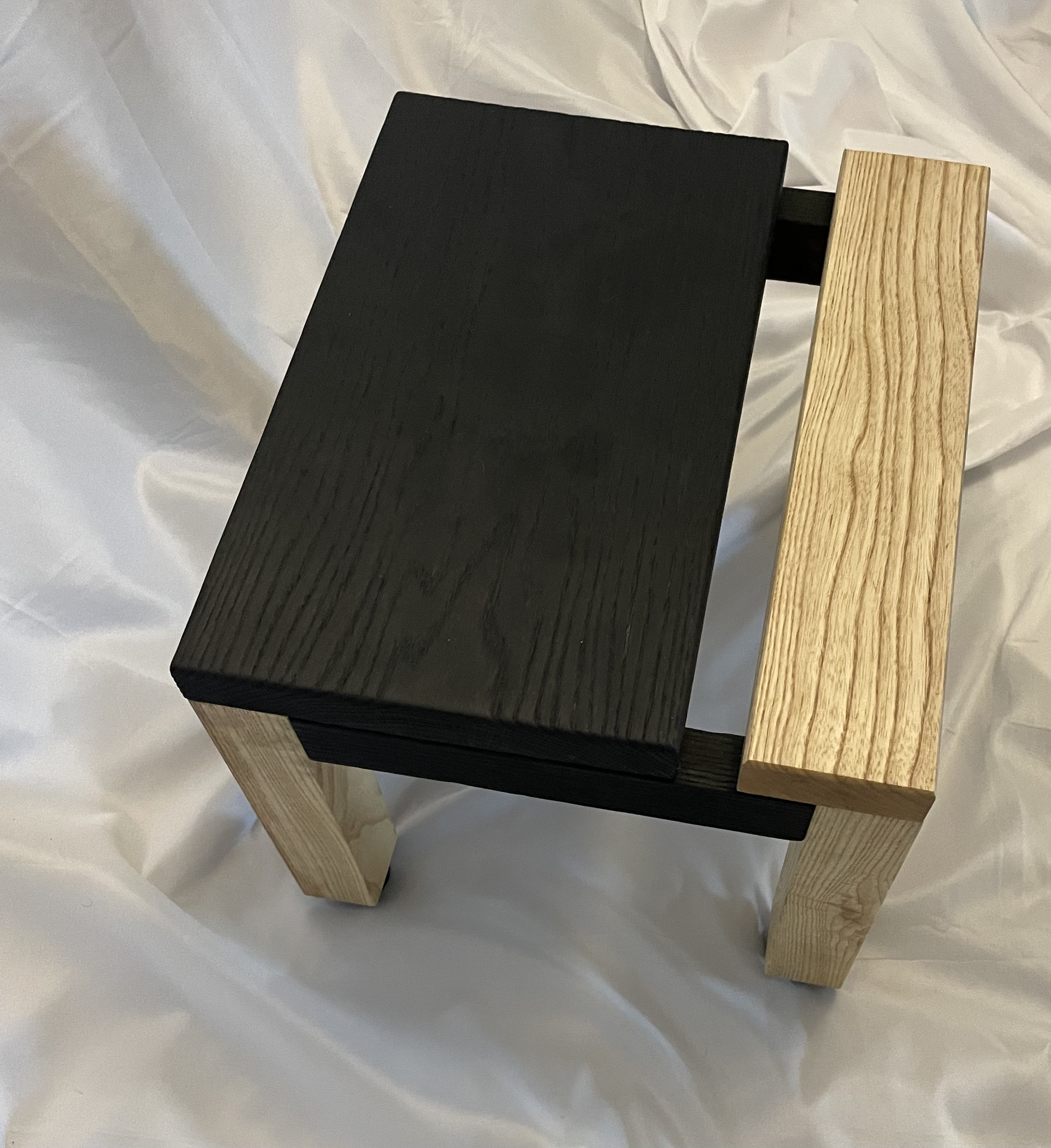 Shou Sugi Ban Charred Entryway Bench With Stool, Natural Hardwood ...