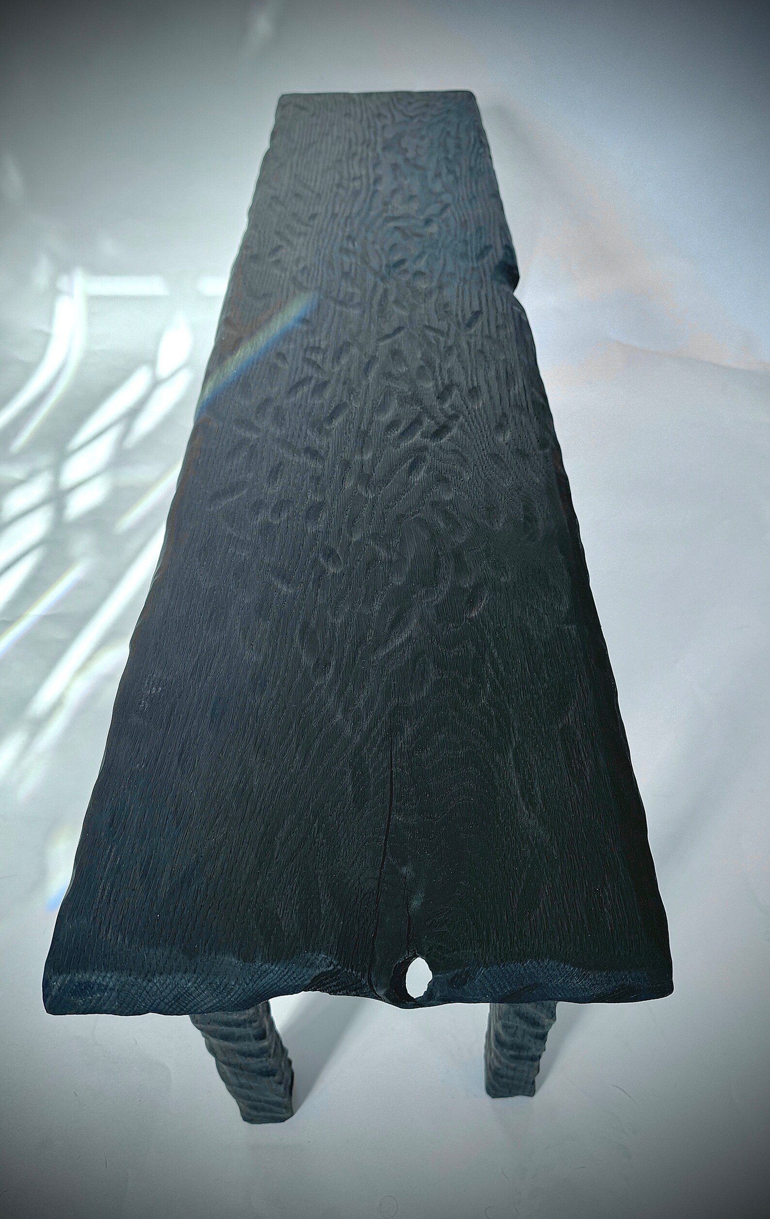 Yakisugi Sculpted Bench | Shou Sugi Ban Black Oak Bench | Wabi-sabi ...