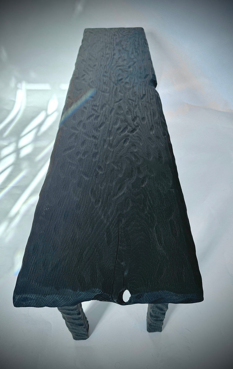 Yakisugi Sculpted Bench | Shou Sugi Ban Black Oak Bench | Wabi-sabi ...