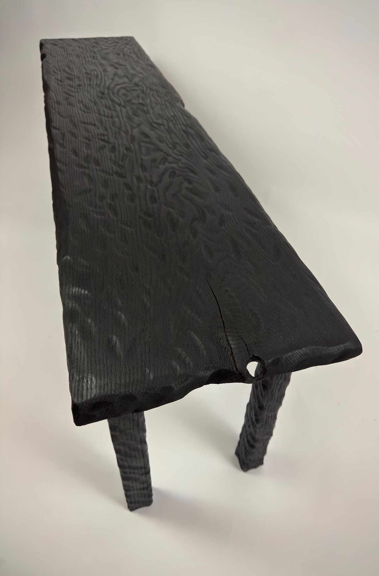 Yakisugi Sculpted Bench | Shou Sugi Ban Black Oak Bench | Wabi-sabi ...