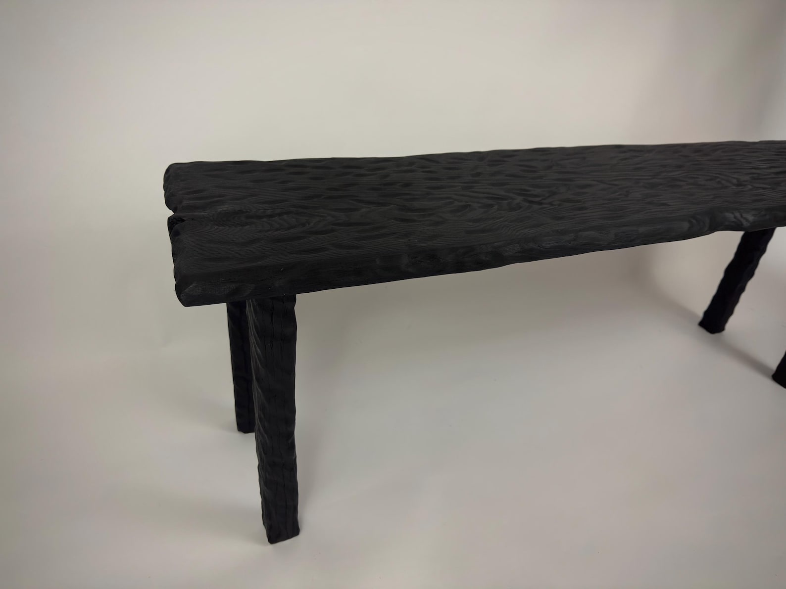 Yakisugi Sculpted Bench | Shou Sugi Ban Black Oak Bench | Wabi-sabi ...