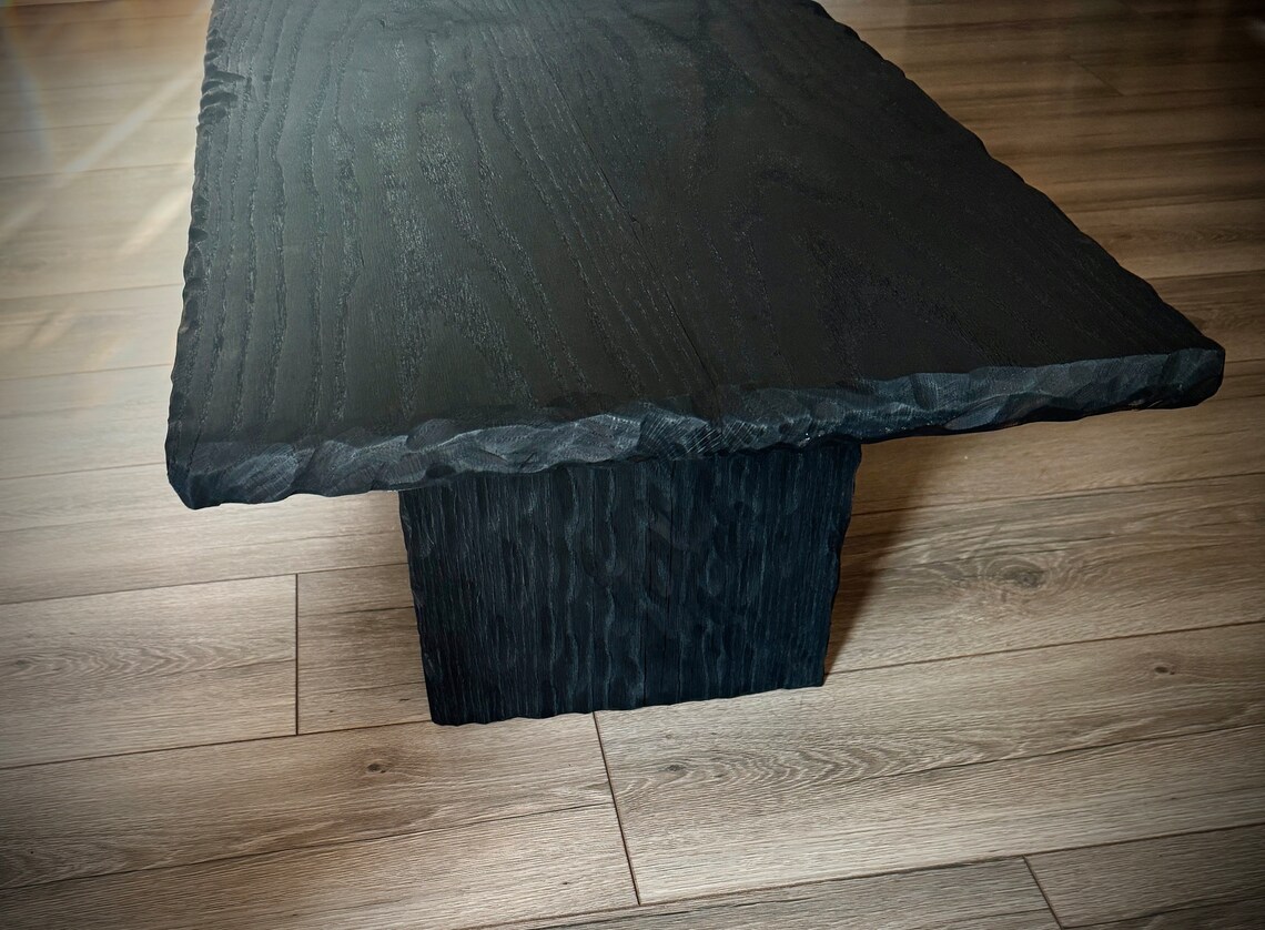 Sculpted Yakisugi Coffee Table | Japanese Charred Wood Tea Table ...