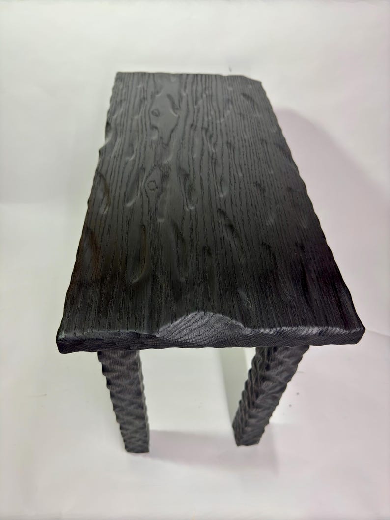 Yakisugi Sculpted Bench | Shou Sugi Ban Black Oak Bench | Wabi-sabi ...