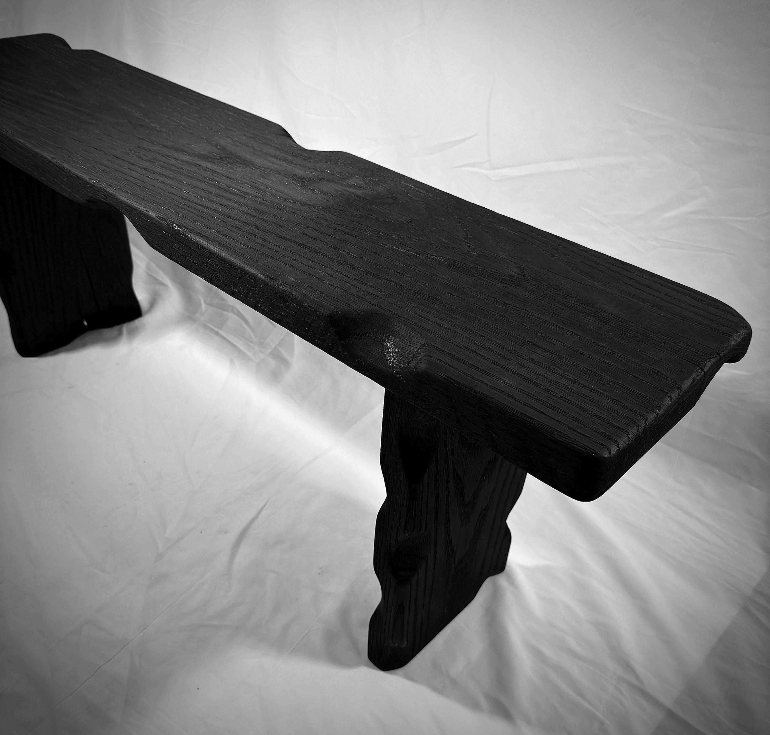 Yakisugi Wabi Sabi Sculpted Bench Shou Sugi Ban Black Oak Table ...