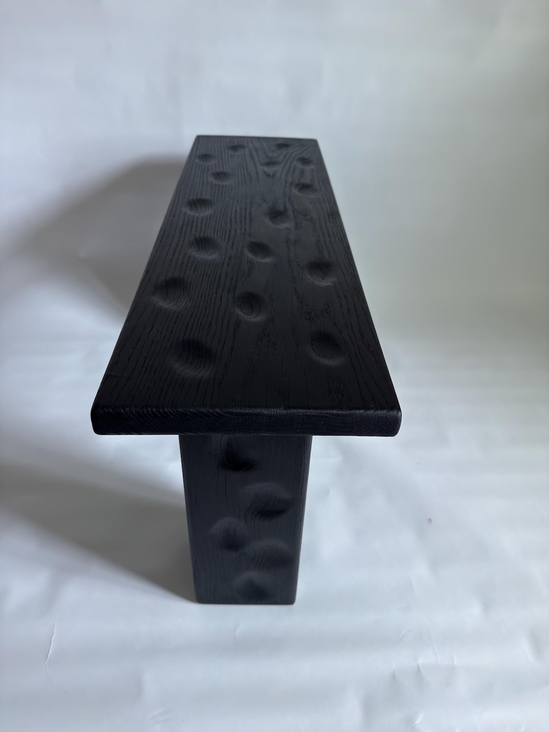 Dimpled Void Sculpted Shou Sugi Ban Bench | Black Yakisugi Accent Bench ...