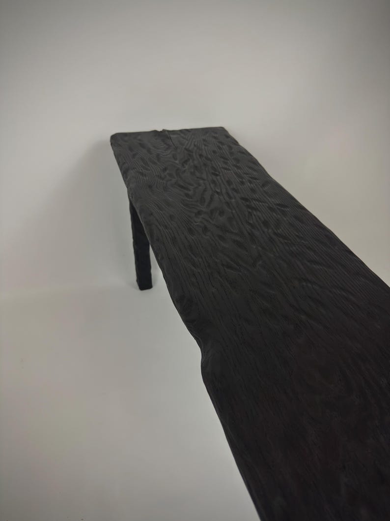 Yakisugi Sculpted Bench | Shou Sugi Ban Black Oak Bench | Wabi-sabi ...