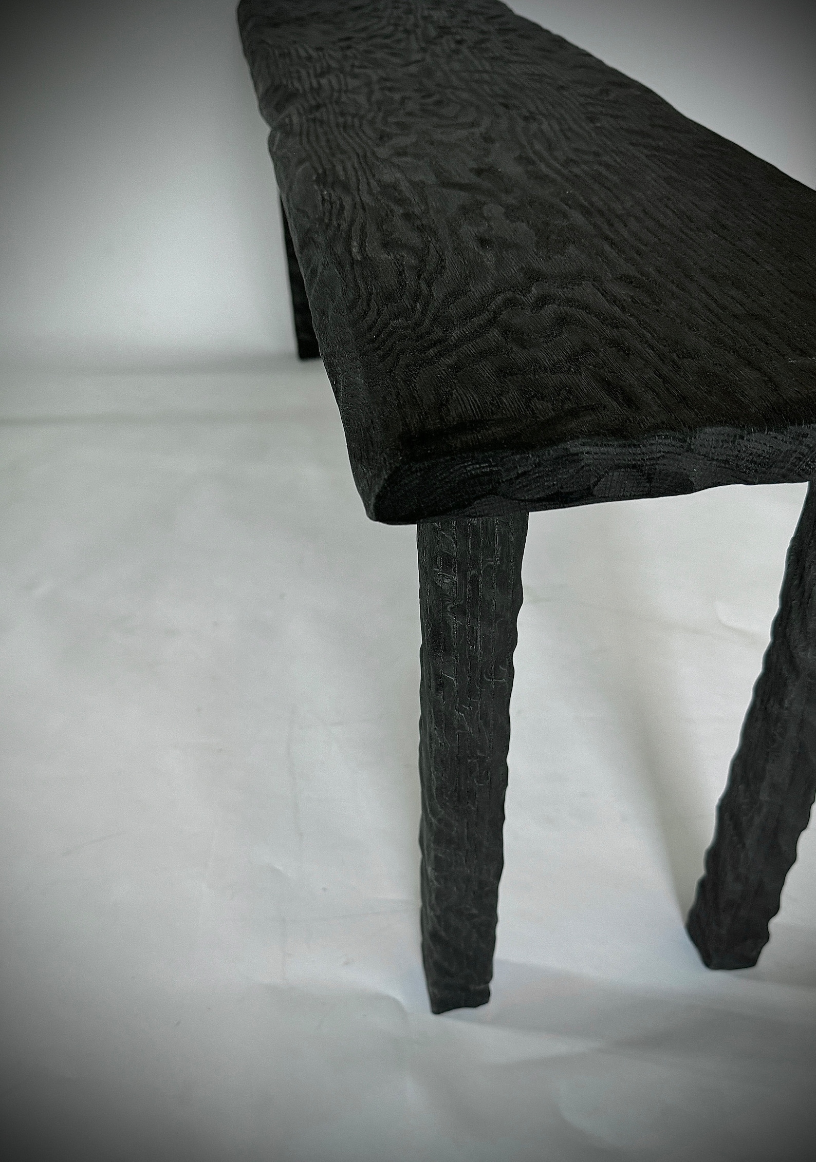 Yakisugi Sculpted Bench | Shou Sugi Ban Black Oak Bench | Wabi-sabi ...