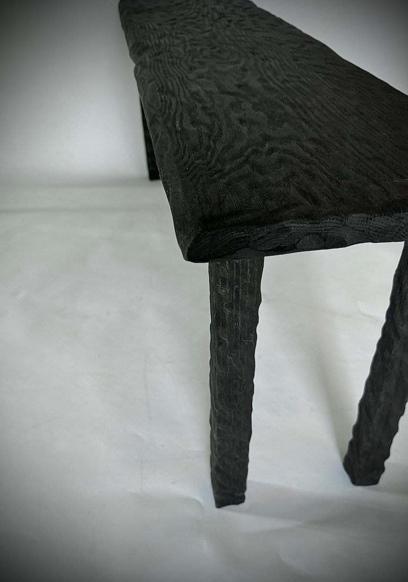 Yakisugi Sculpted Bench | Shou Sugi Ban Black Oak Bench | Wabi-sabi ...