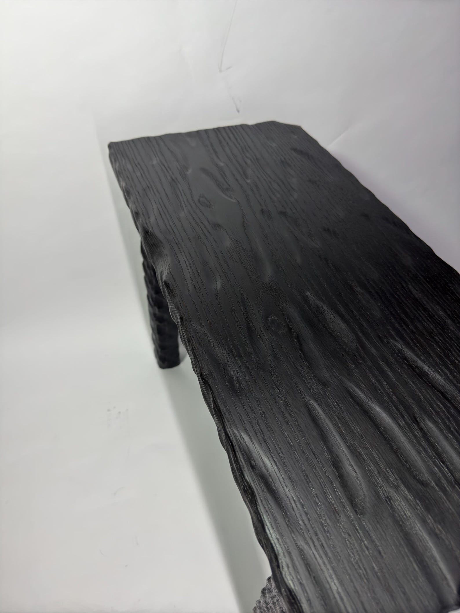 Yakisugi Sculpted Bench | Shou Sugi Ban Black Oak Bench | Wabi-sabi ...