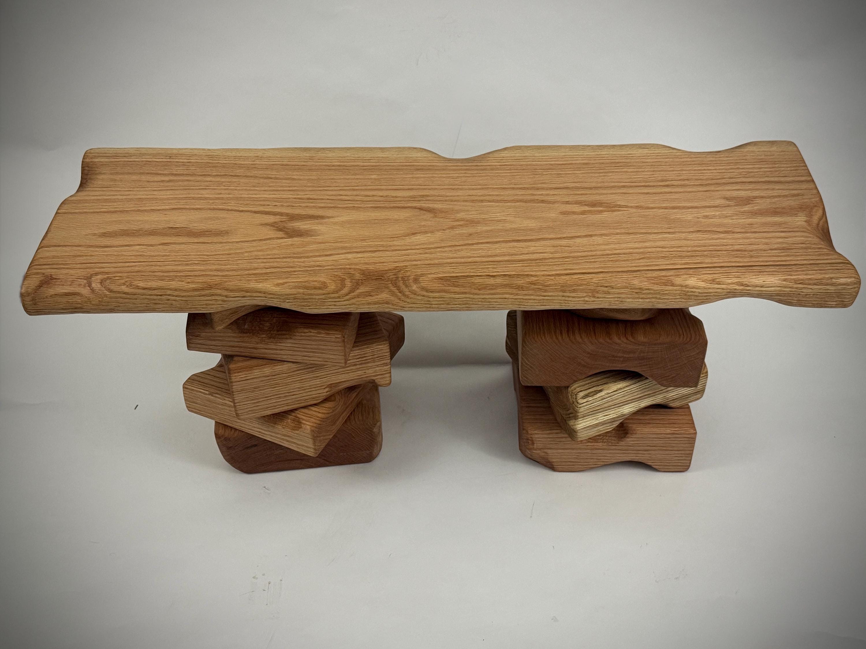 Sculpted Oak Coffee Table Modern Brutalist Oak Bench Modern Wabi Sabi Style Table Functional Art ...