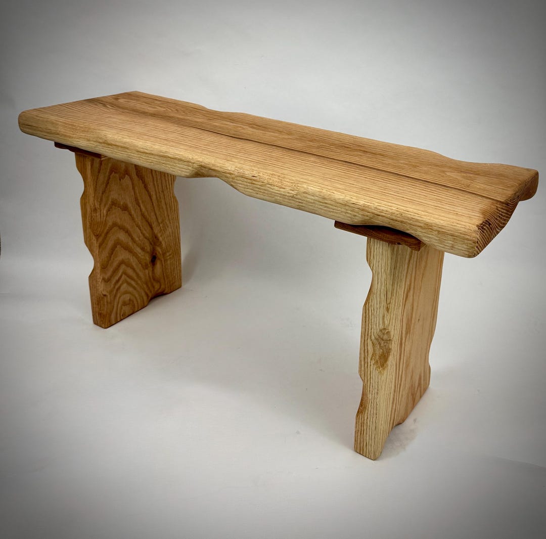 Wooden Oak Bench | Modern Sculpted Entryway Bench | Wabi Sabi Bench | Minimalist Coffee Table ...