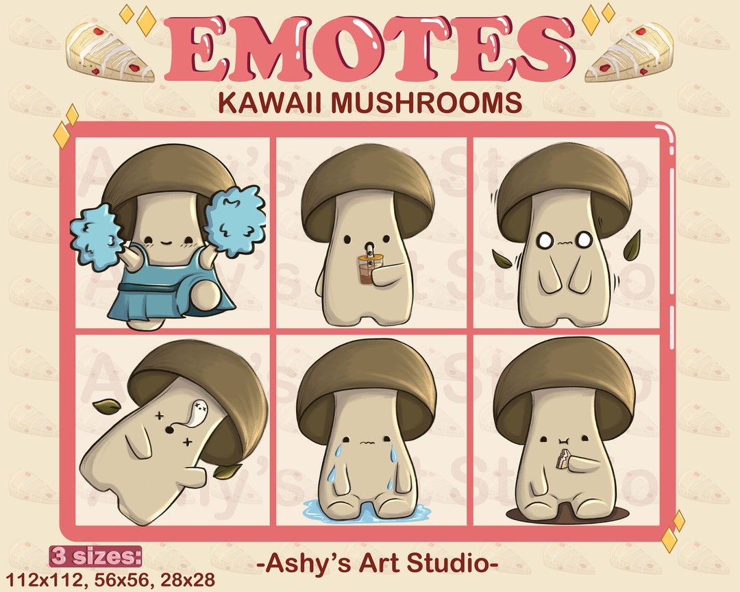 KAWAII MUSHROOM EMOTES | Twitch | Youtube | Discord | Emote | Kawaii ...
