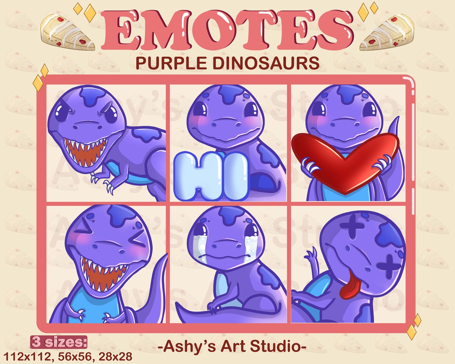 PURPLE DINOSAUR EMOTES | Twitch | Youtube | Discord | Emote | Jurassic ...
