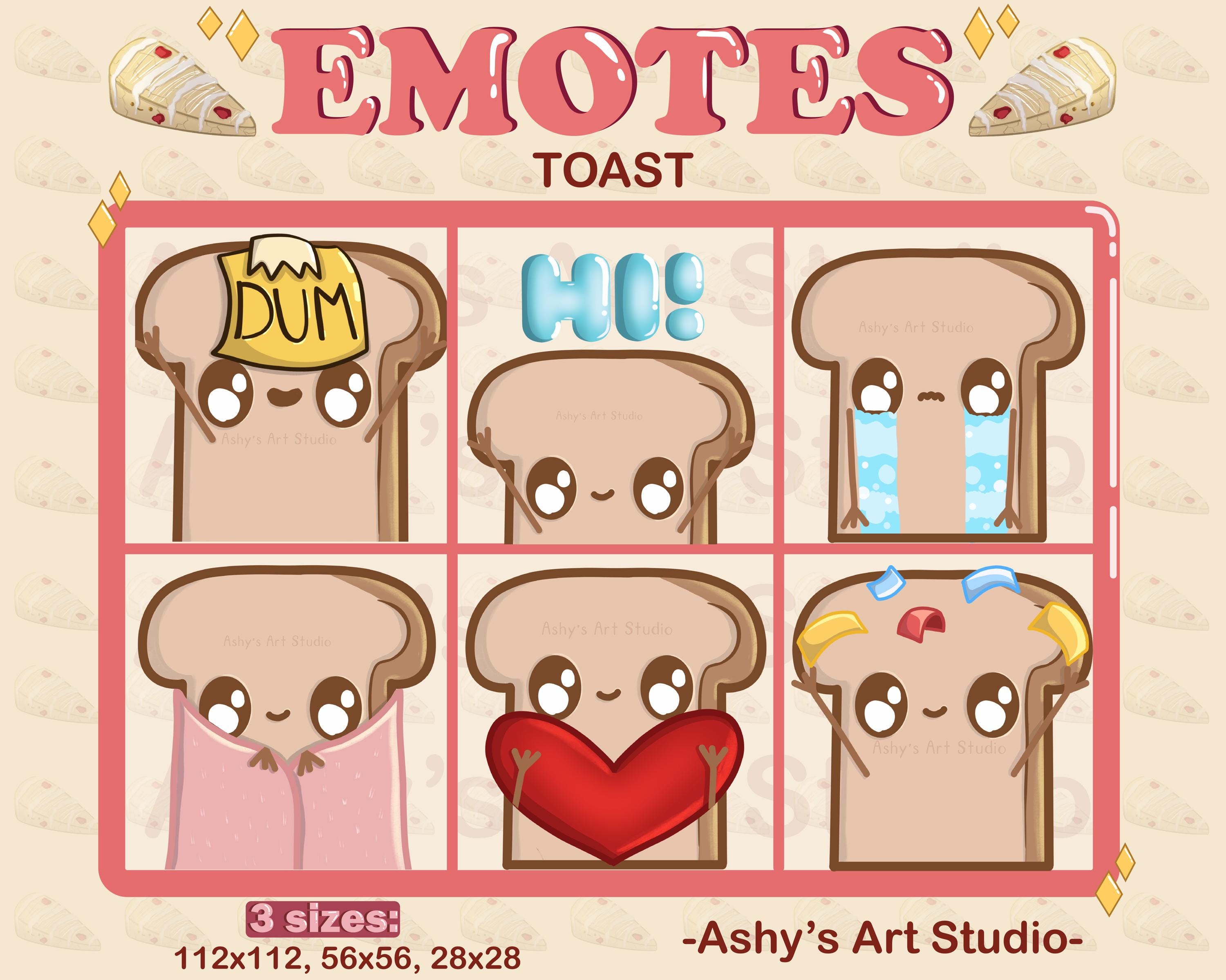 TOAST EMOTES Twitch Youtube Discord Emote Cute Emote Bread Emote Kawaii ...