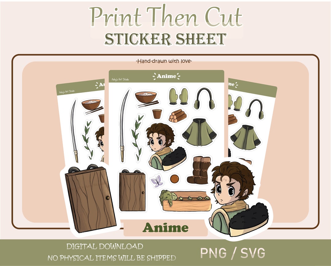 Printable Anime Sticker Sheet, Cricut, Silhouette, Fairy Tale Stickers ...