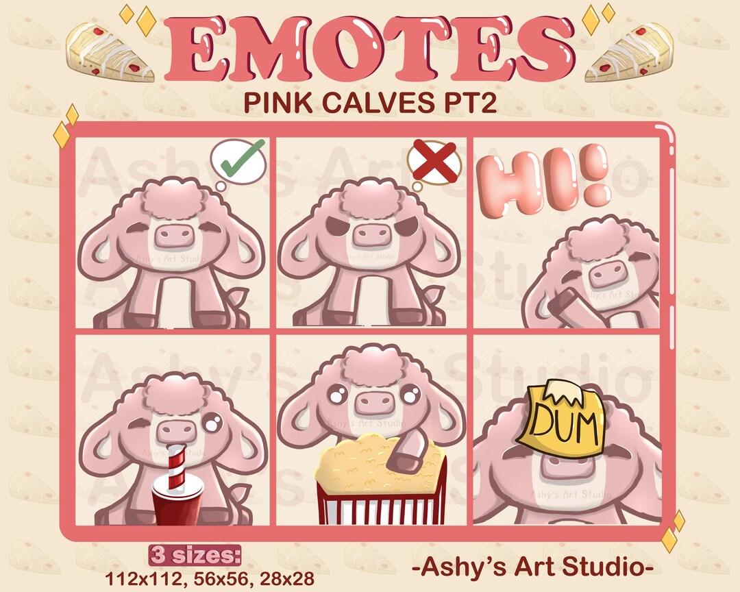 PINK CALF EMOTES Pt 2 | Twitch | Youtube | Discord | Emote | Cute Emote ...
