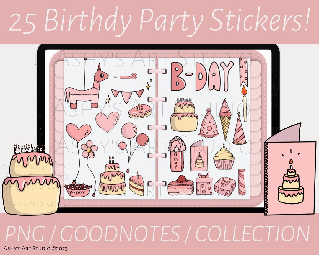 Pink Birthday Stickers, Birthday Goodnotes, Planner Stickers, Birthday ...