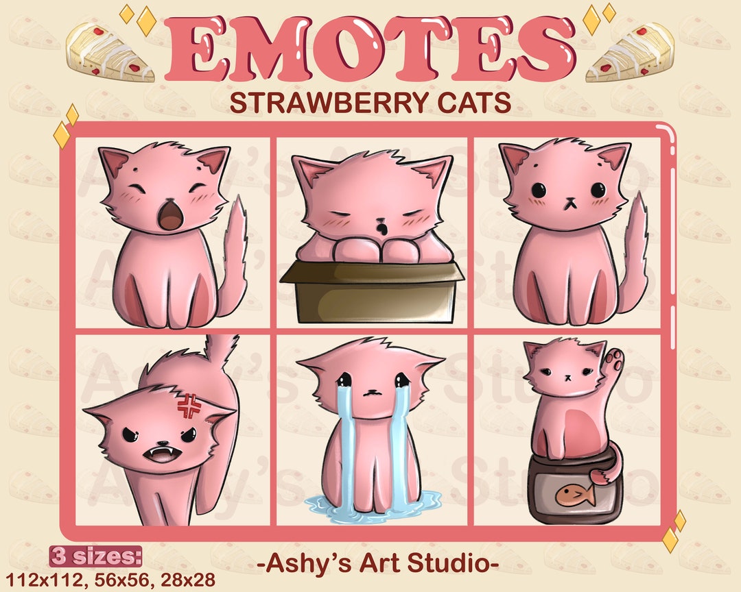 STRAWBERRY CAT EMOTES | Twitch | Youtube | Discord | Emote | Kitten ...