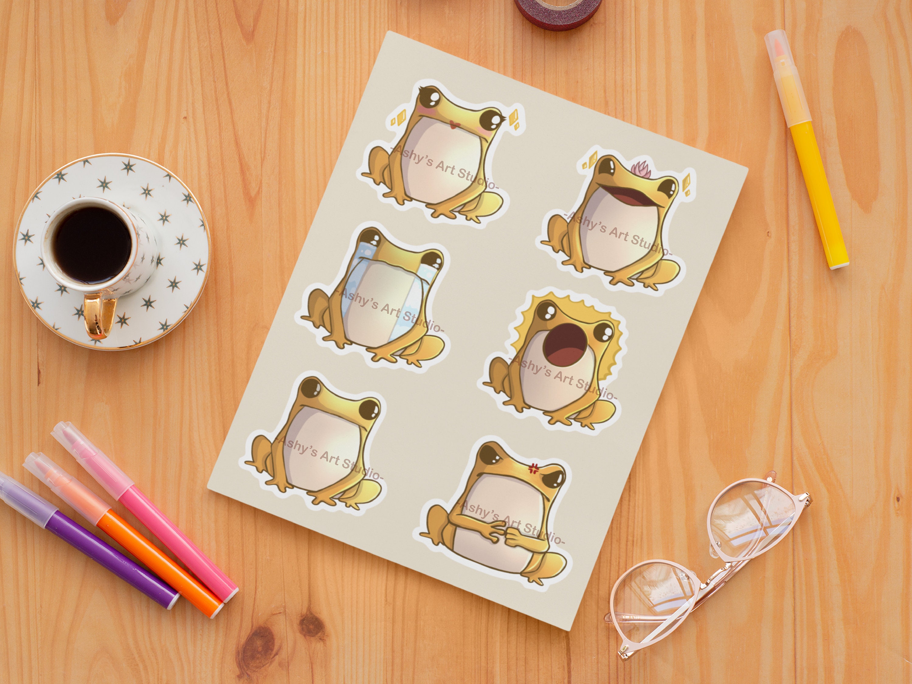 Kawaii Gold Frogs, Frog Sticker, Frog Svg, Cricut, Silhouette, Print ...