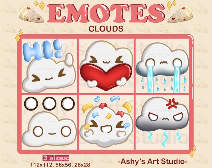 CLOUD EMOTES Twitch Youtube Discord Emote Raincloud Emote Clouds Kawaii ...