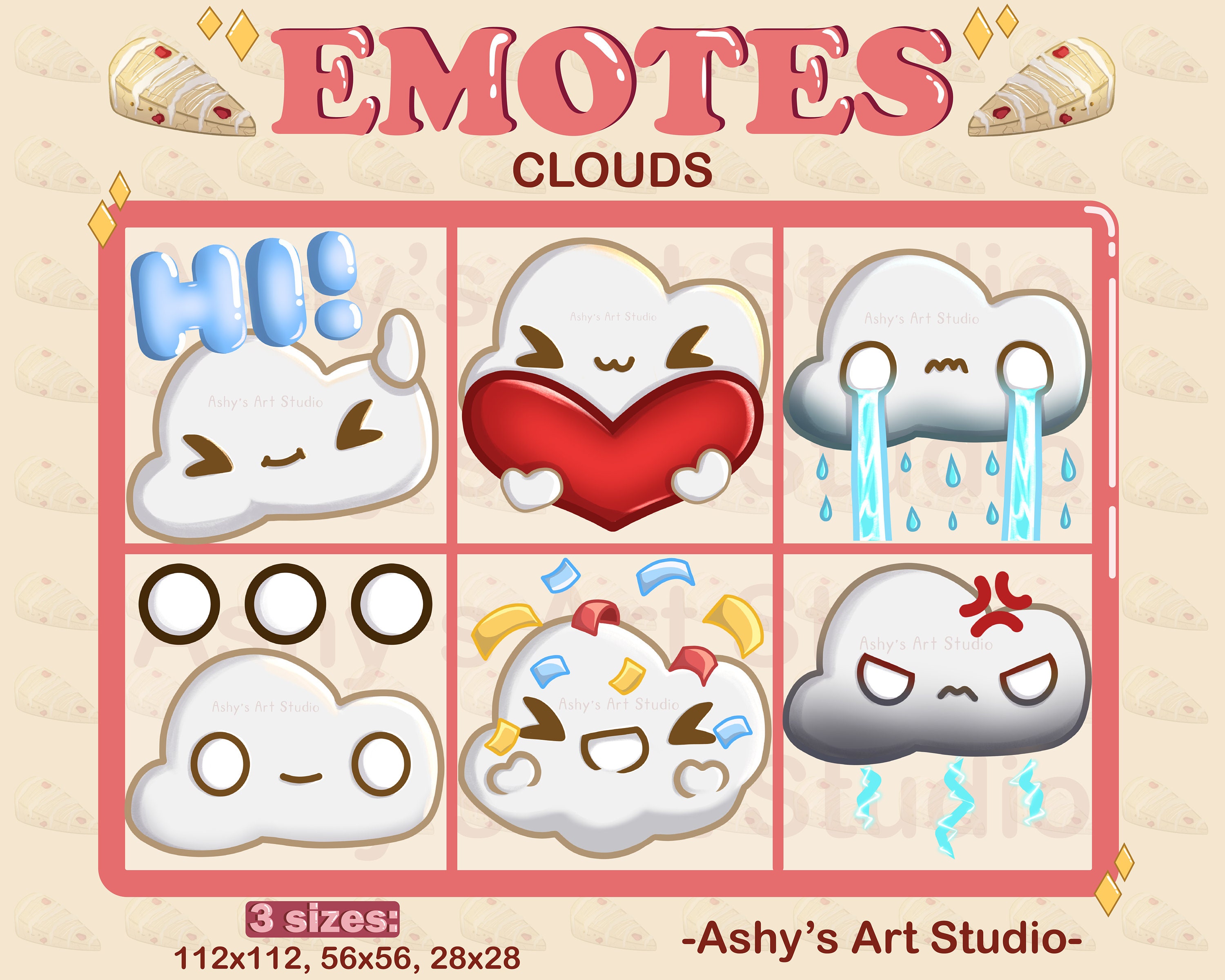 CLOUD EMOTES Twitch Youtube Discord Emote Raincloud Emote Clouds Kawaii ...