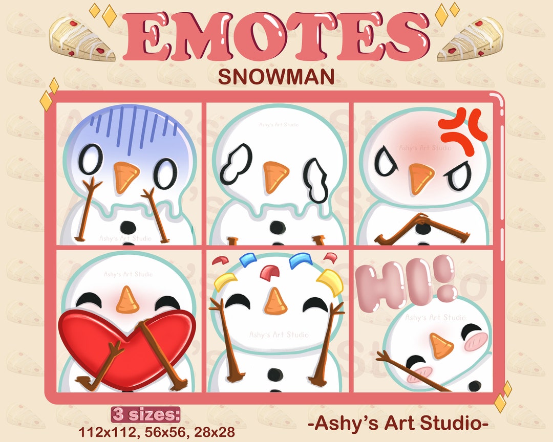 SNOWMAN EMOTES, for Twitch, Youtube, Discord, Winter, Blue Stream, Snow ...