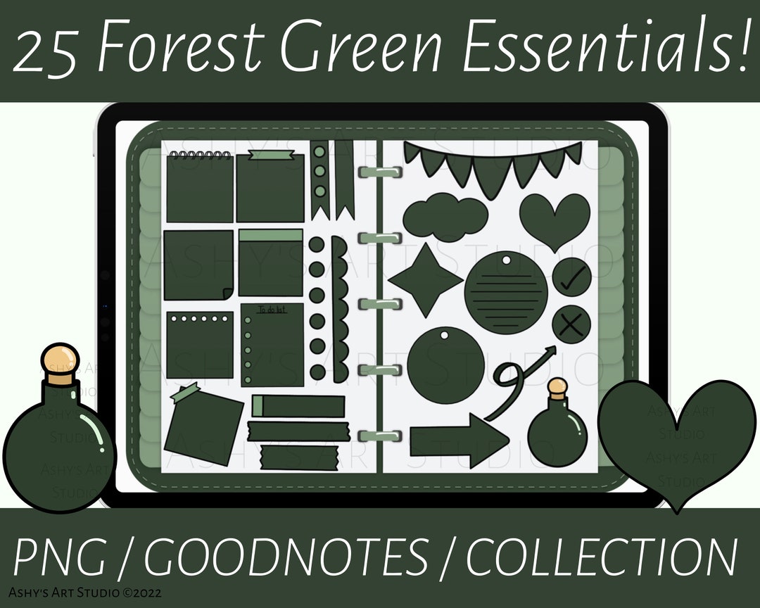 Forest Green Goodnotes Stickers, Goodnotes Planner, Digital Organizer ...