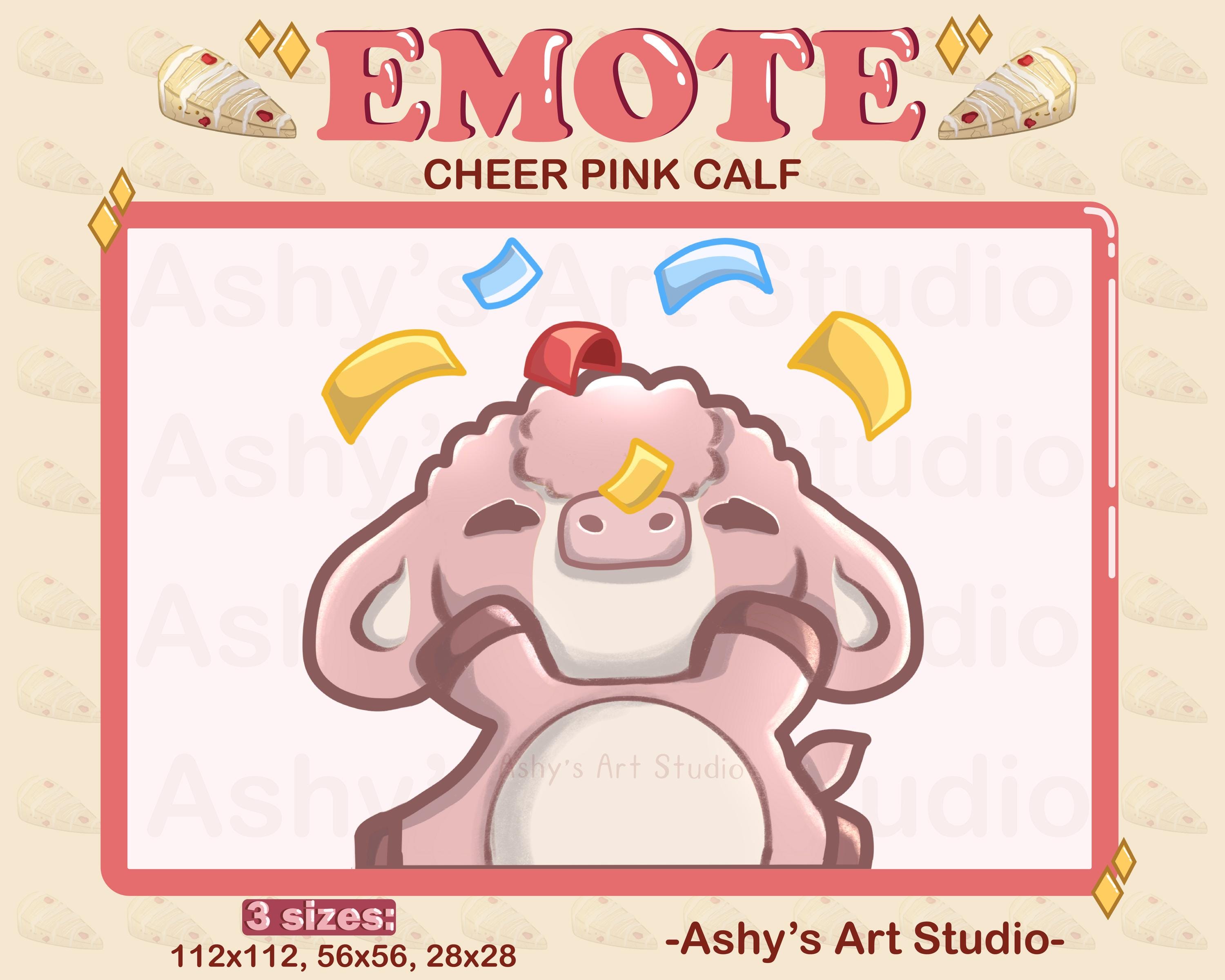 CHEER PINK CALF Emote | Twitch, Youtube, Discord, Baby Cow, Calf ...