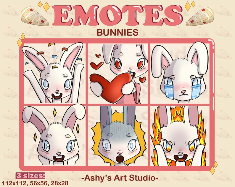 BUNNY EMOTES | Twitch | Youtube | Discord | Emote | Cute Bunny Emote ...