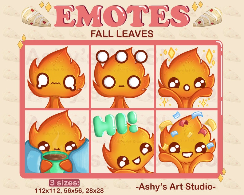 FALL LEAF EMOTES, Twitch, Youtube, Discord, Maple Leaf, Emotes Bundle ...