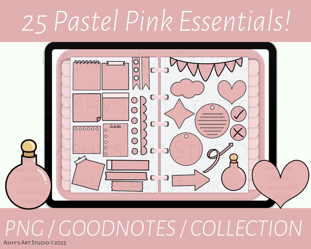 Pastel Pink Goodnotes Stickers, Goodnotes Planner, Digital Organizer ...
