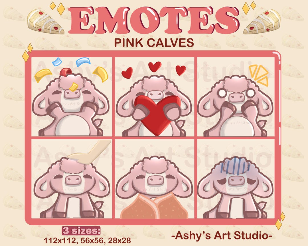 PINK CALF EMOTES | Twitch | Youtube | Discord | Emote | Cute Emote ...