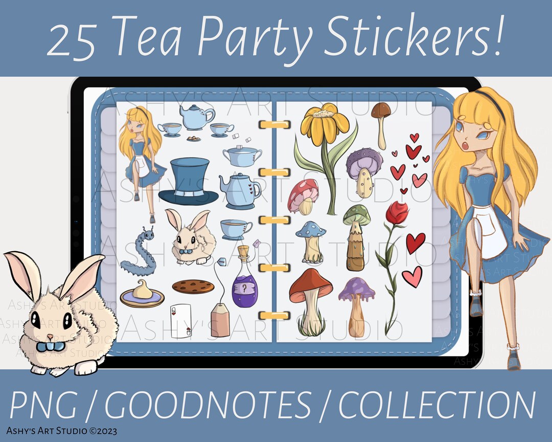 Tea Party Goodnotes Sticker Pack, Cottagecore iPad Stickers, Goodnotes ...