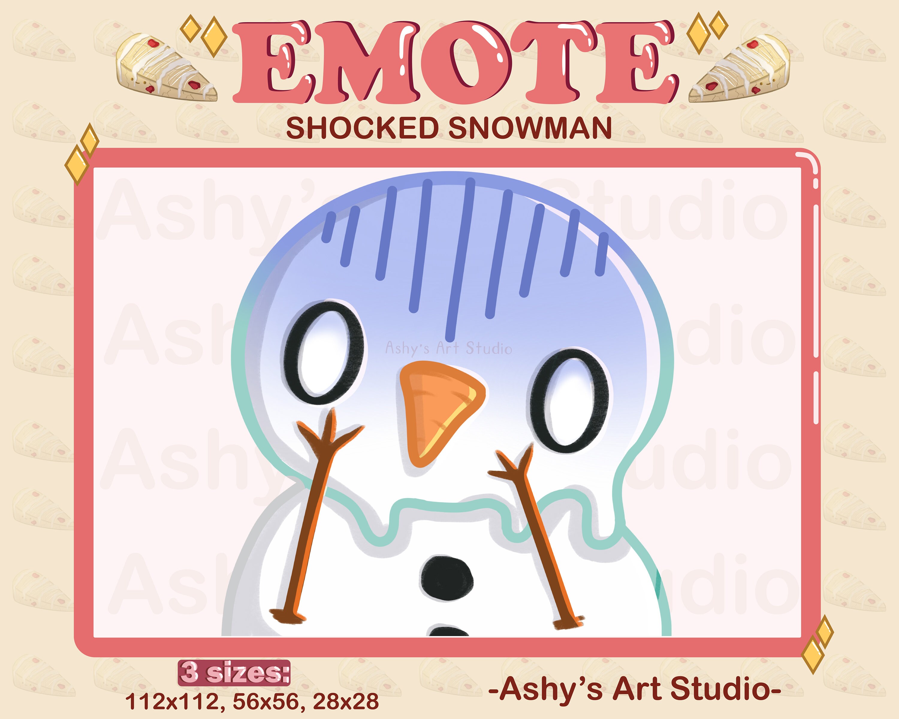 SHOCKED SNOWMAN EMOTE | Twitch, Youtube, Discord, Emotes, Winter Emote ...